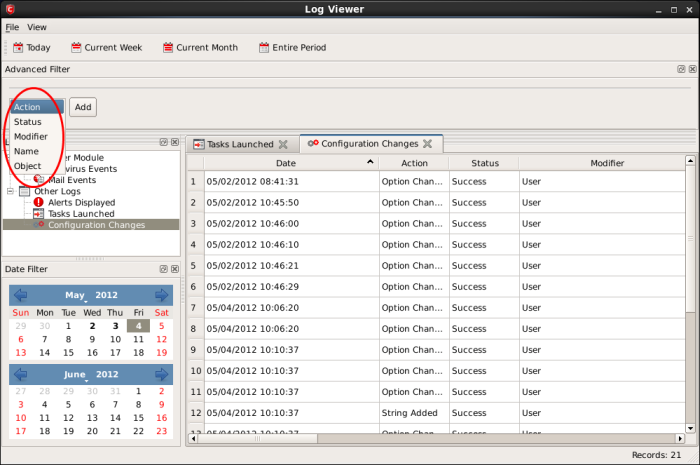 Antivirus Scan Report, Antivirus Events Log, Antivirus Scan | Comodo Antivirus for Linux Version 1.0